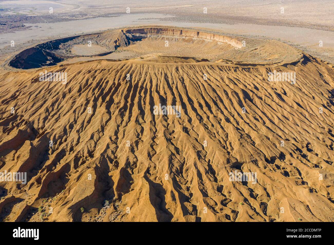 Aerial view of the maar-type volcanic crater, cater Cerro Colorado in ...