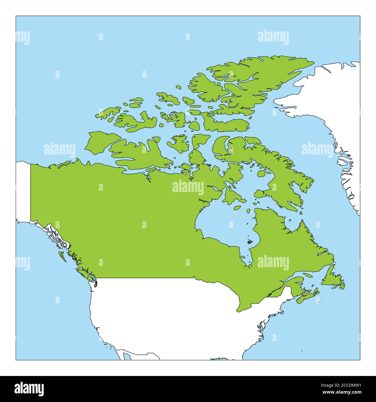 Map of Canada green highlighted with neighbor countries Stock Vector ...