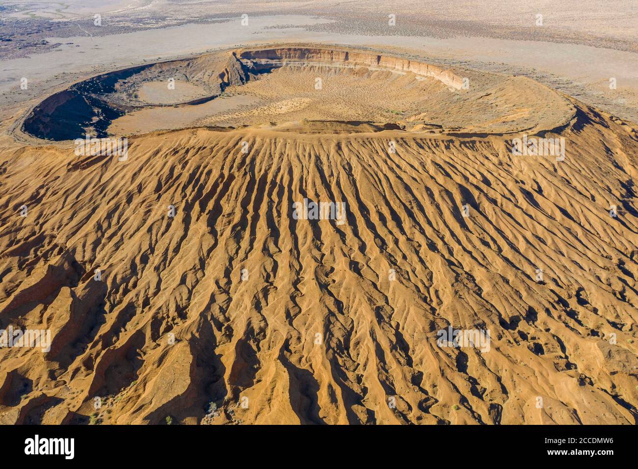 Aerial view of the maar-type volcanic crater, cater Cerro Colorado in ...