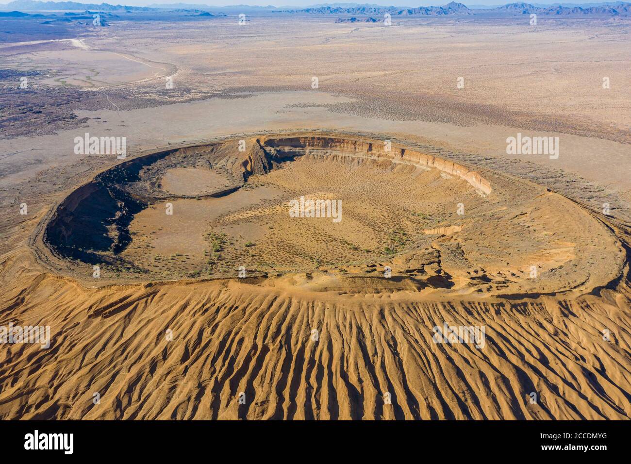 Aerial view of the maar-type volcanic crater, cater Cerro Colorado in ...