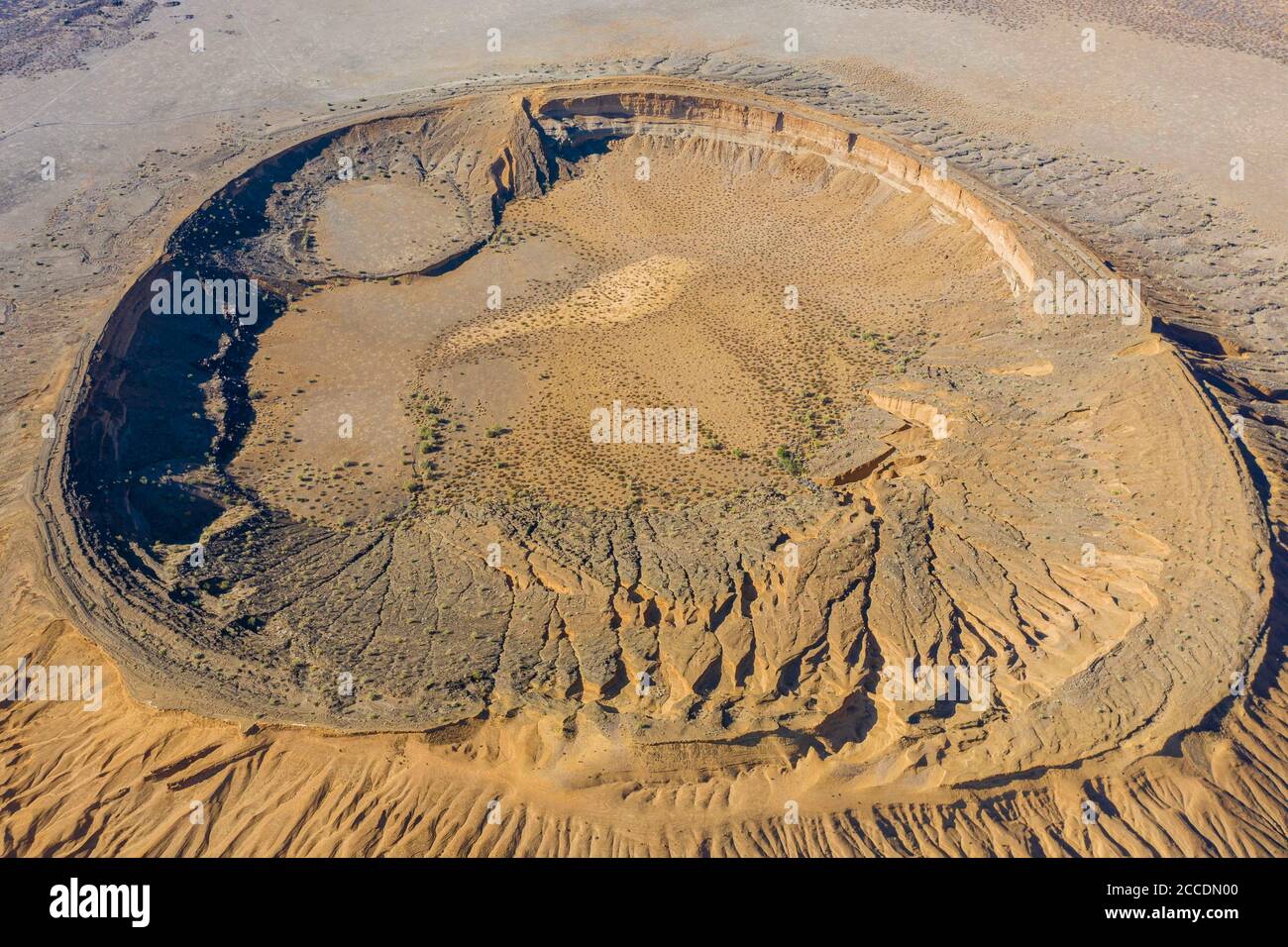 Aerial view of the maar-type volcanic crater, cater Cerro Colorado in ...