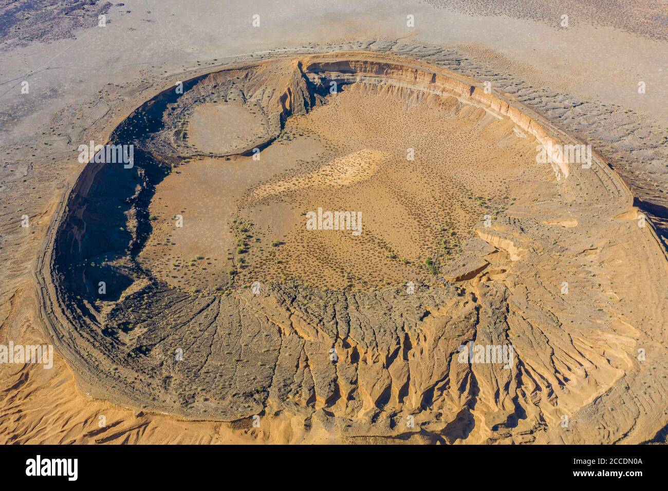 Aerial view of the maar-type volcanic crater, cater Cerro Colorado in ...