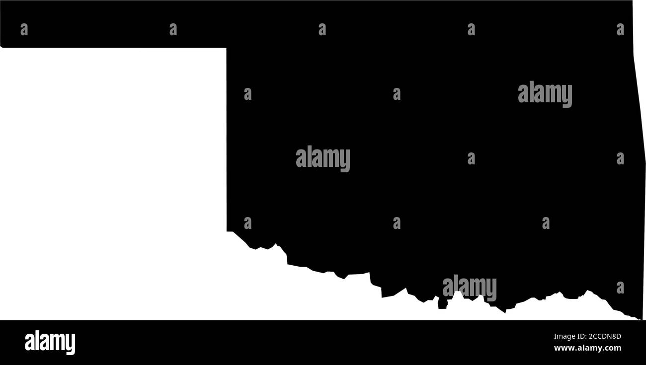 Oklahoma, state of USA - solid black silhouette map of country area ...