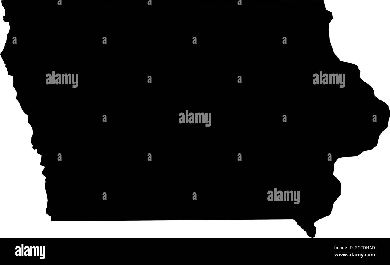 Iowa, state of USA - solid black silhouette map of country area. Simple ...