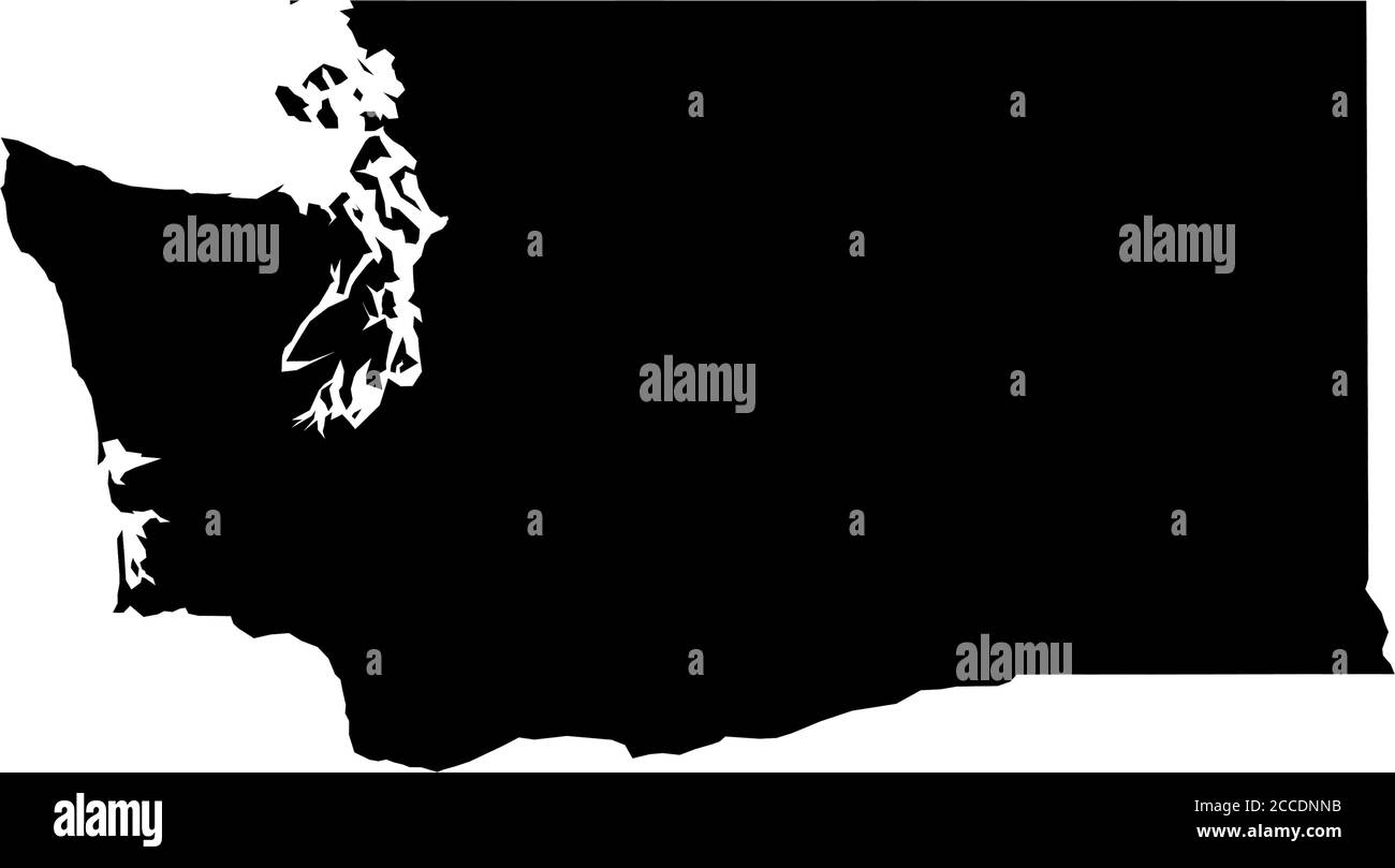 Washington, state of USA - solid black silhouette map of country area ...
