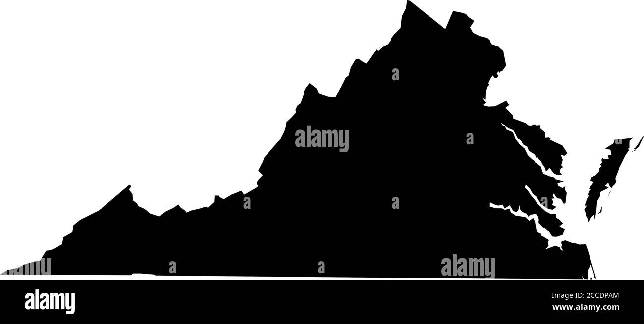 Virginia, state of USA - solid black silhouette map of country area ...