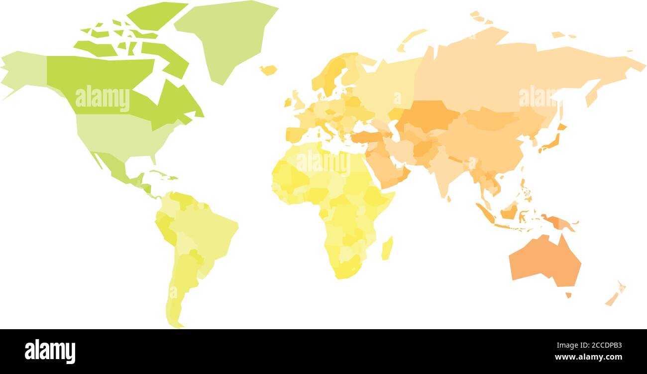 Multicolored map of World. Simplified political map with national ...