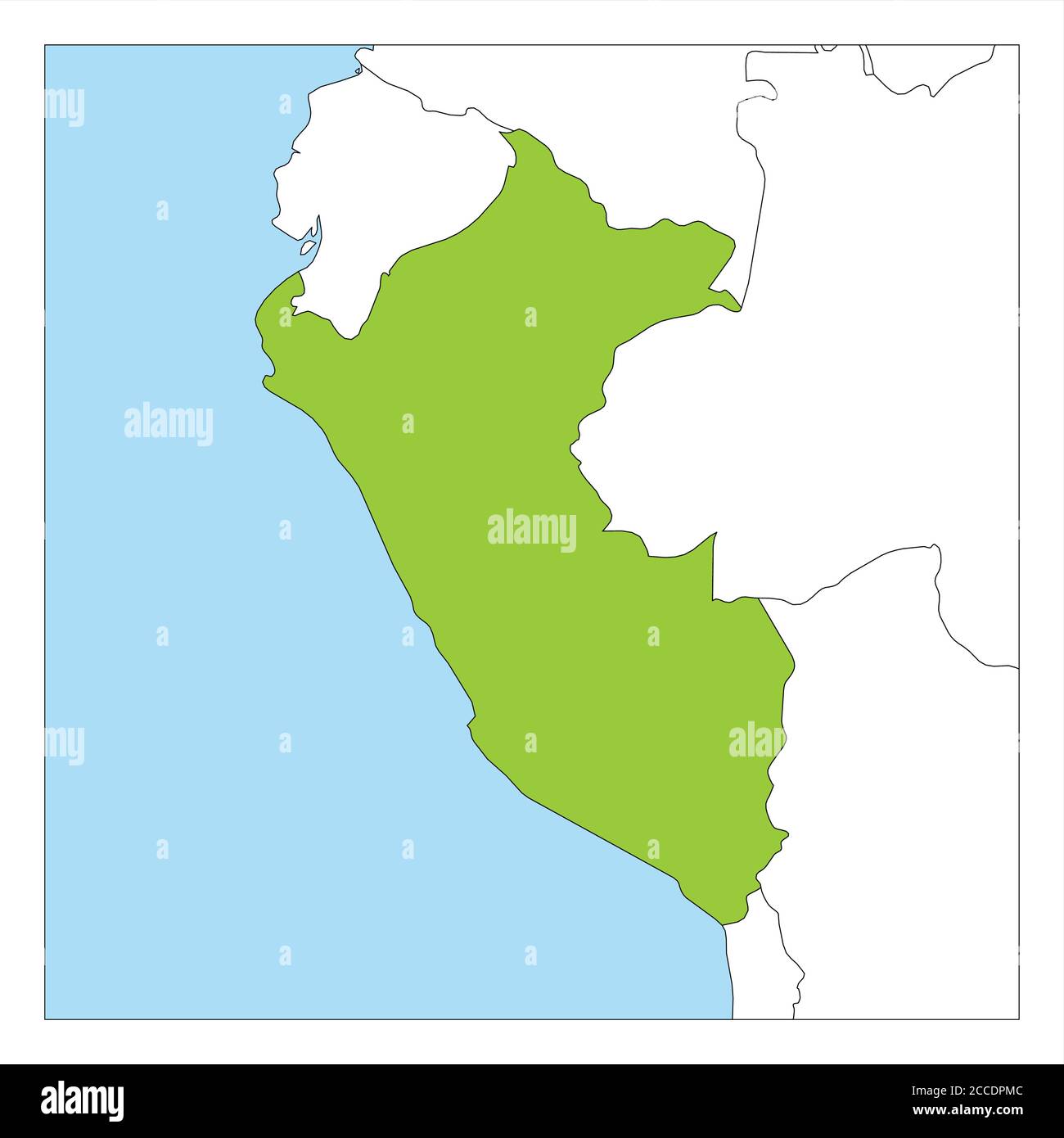 Map of Peru green highlighted with neighbor countries Stock Vector ...