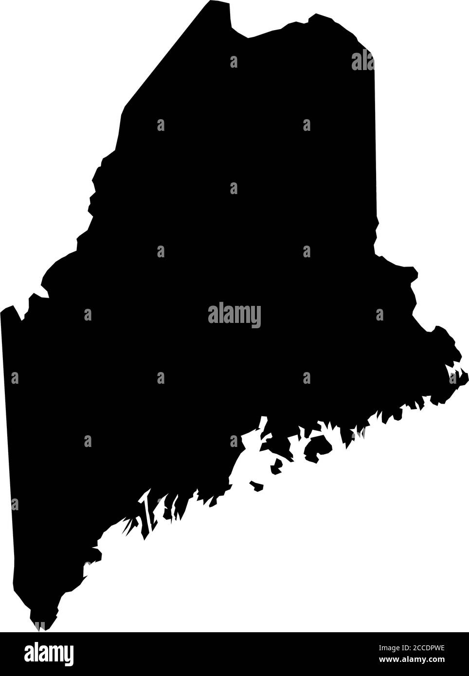 Maine, state of USA - solid black silhouette map of country area ...