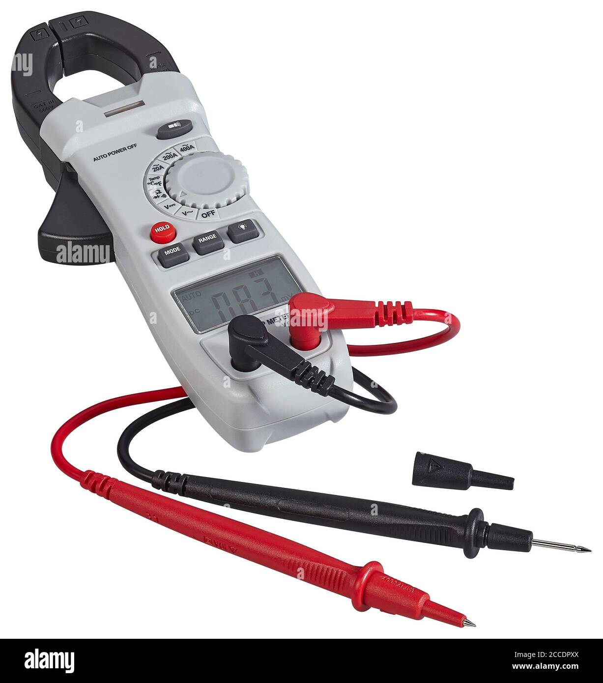 Digital clamp-meter, cut out on white background Stock Photo - Alamy