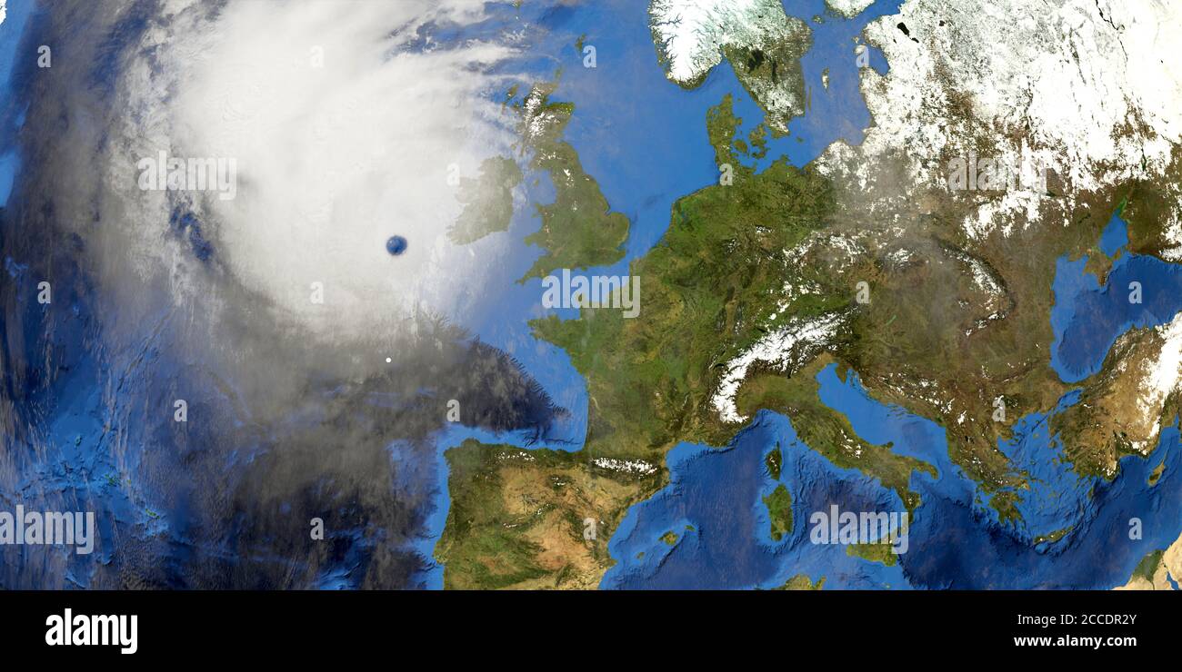 Storm Ellen over Ireland shown from Space. Elements of this 3d image ...