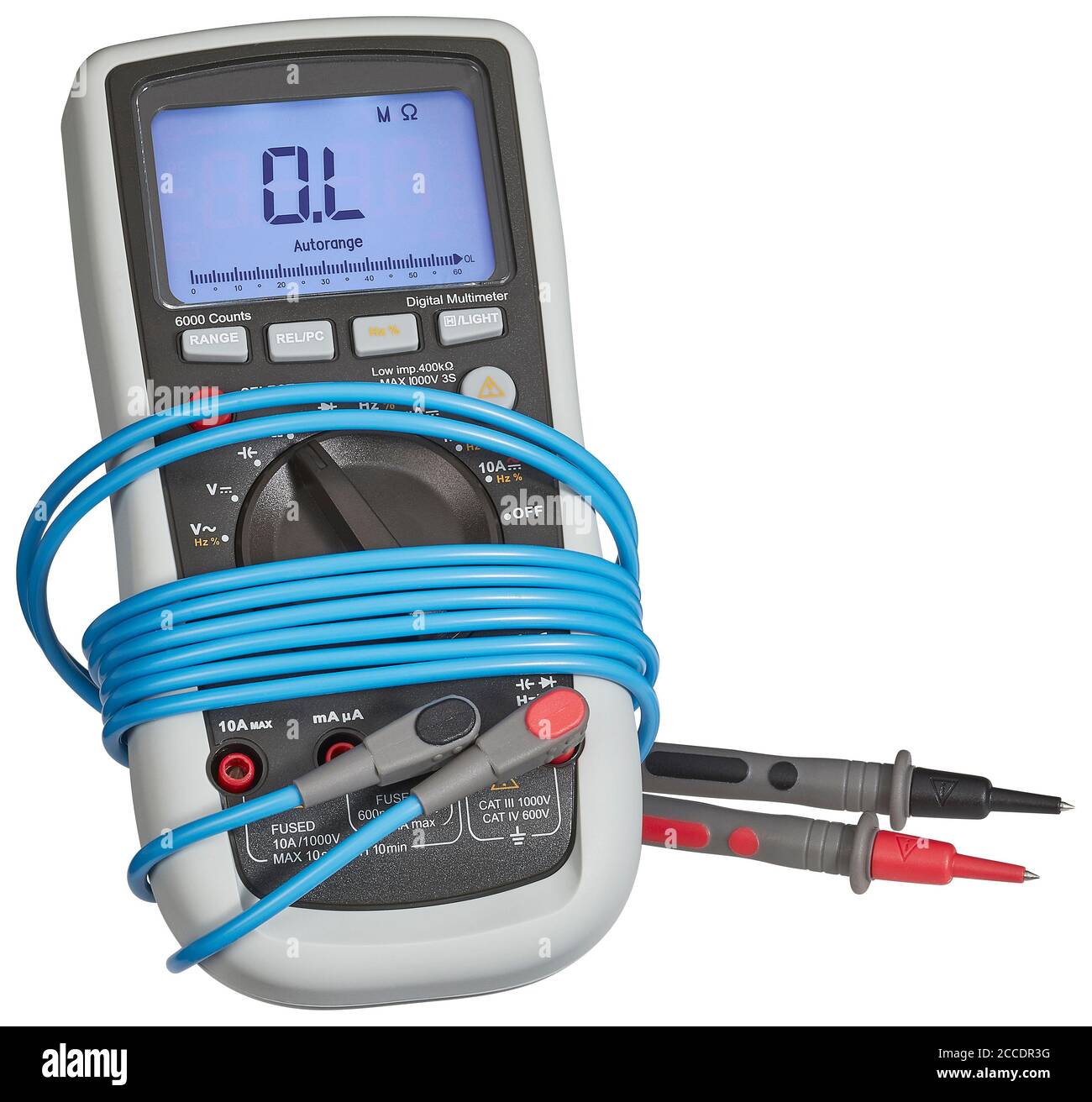 Multimeter with mesuring leads, cut out on white background Stock Photo ...