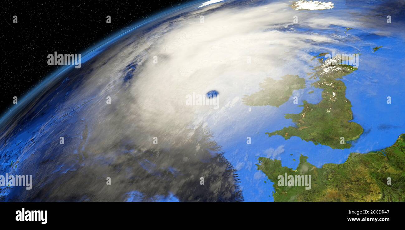 Storm Ellen over Ireland shown from Space. Elements of this 3d image ...