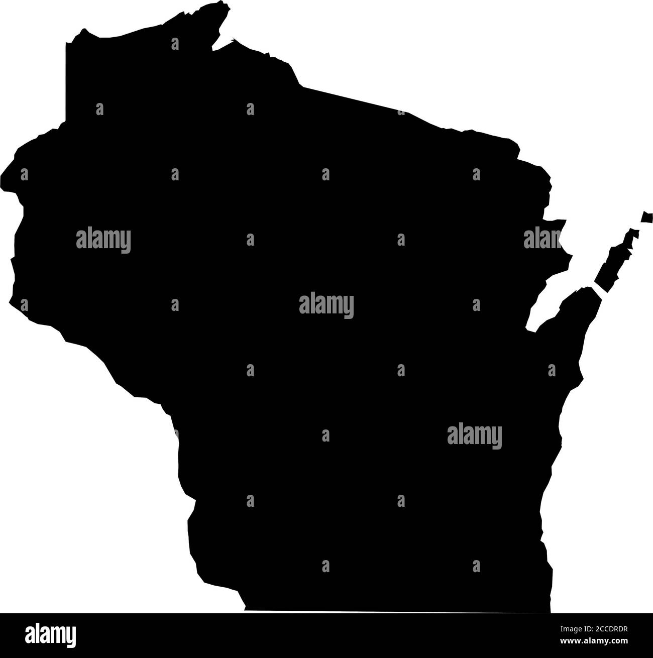 Wisconsin, state of USA - solid black silhouette map of country area ...