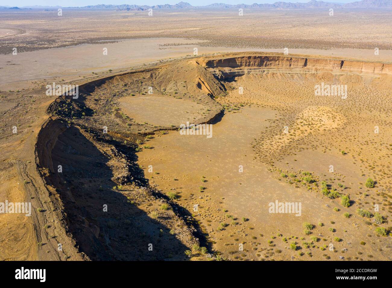 Aerial view of the maar-type volcanic crater, cater Cerro Colorado in ...