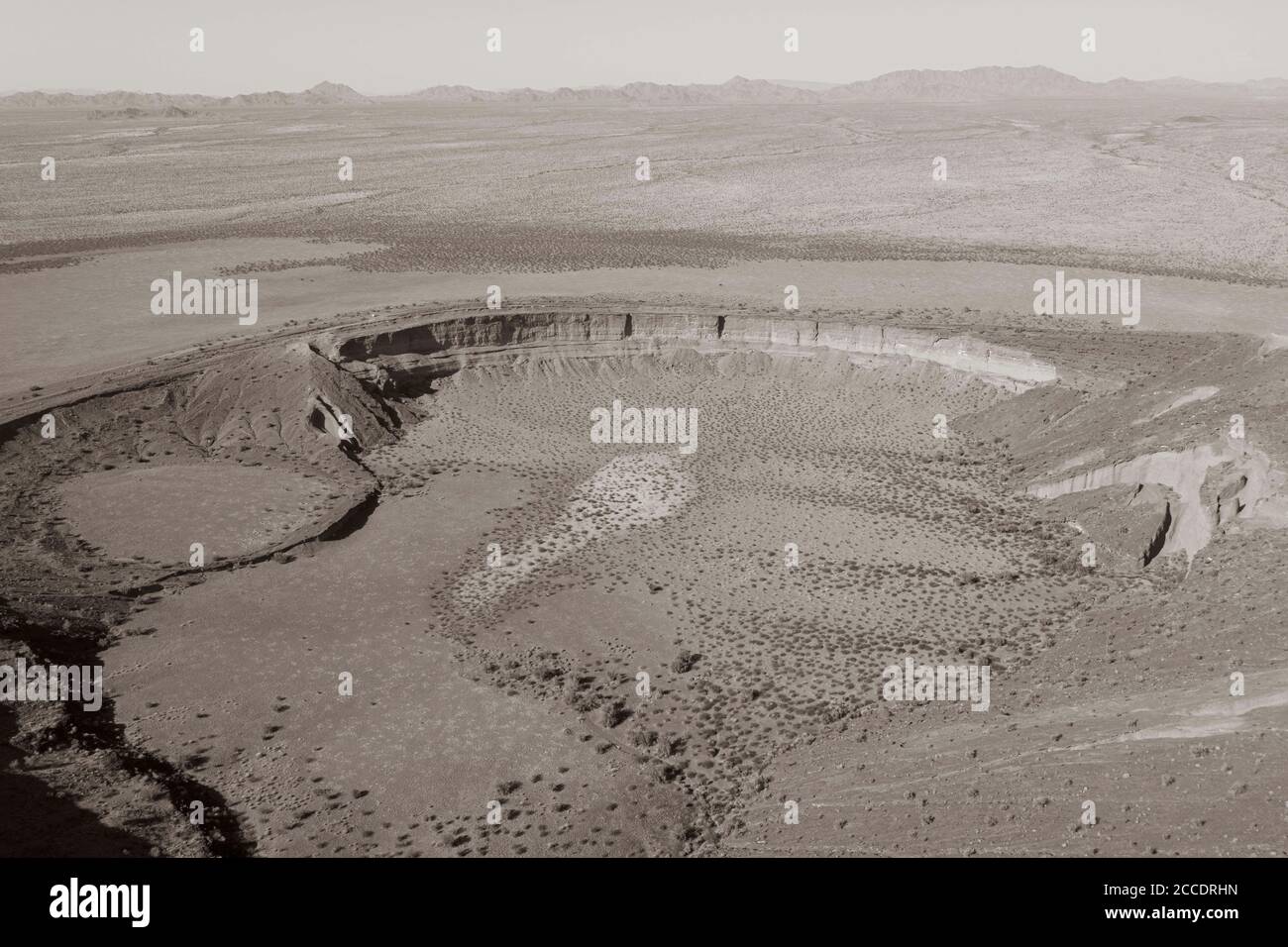 Aerial view of the maar-type volcanic crater, cater Cerro Colorado in ...
