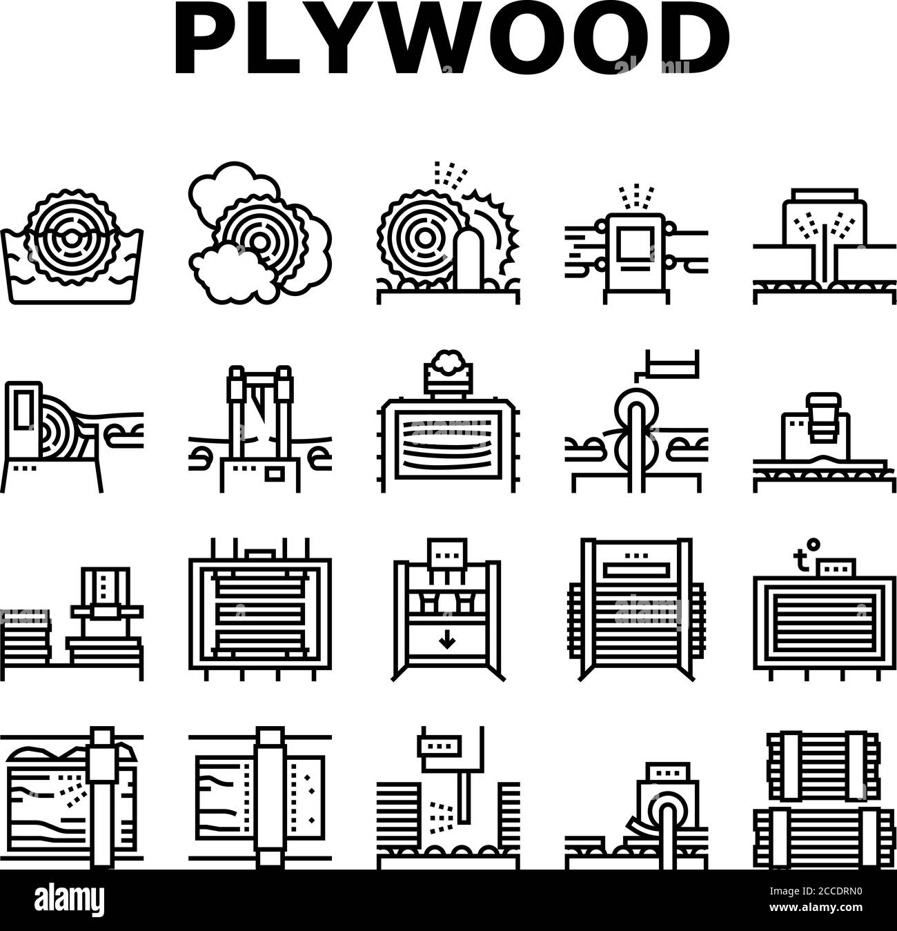 Plywood Production Collection Icons Set Vector Stock Vector Image & Art ...