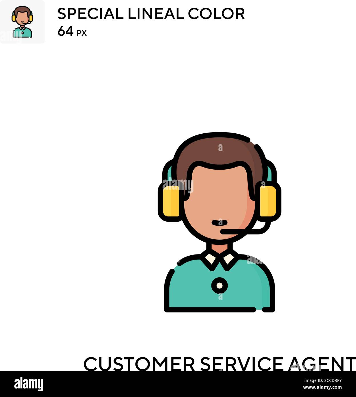 Customer service agent Special lineal color icon. Illustration symbol ...