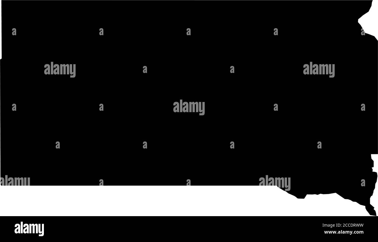 South Dakota, state of USA - solid black silhouette map of country area ...