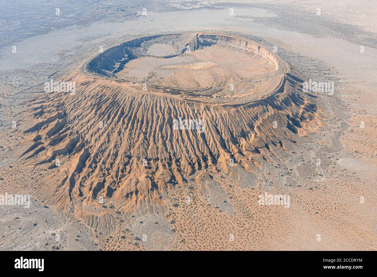 Aerial view of the maar-type volcanic crater, cater Cerro Colorado in ...