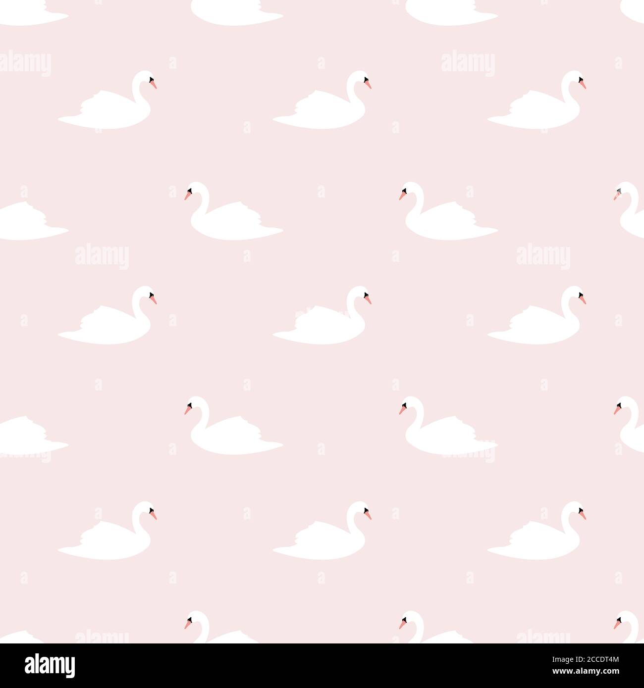 Swan seamless pattern on pink background, vector illustration Stock ...