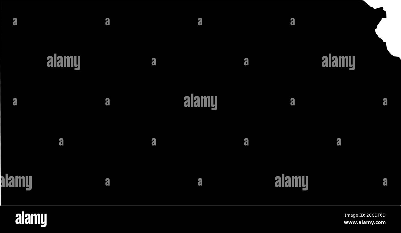 Kansas, state of USA - solid black silhouette map of country area ...