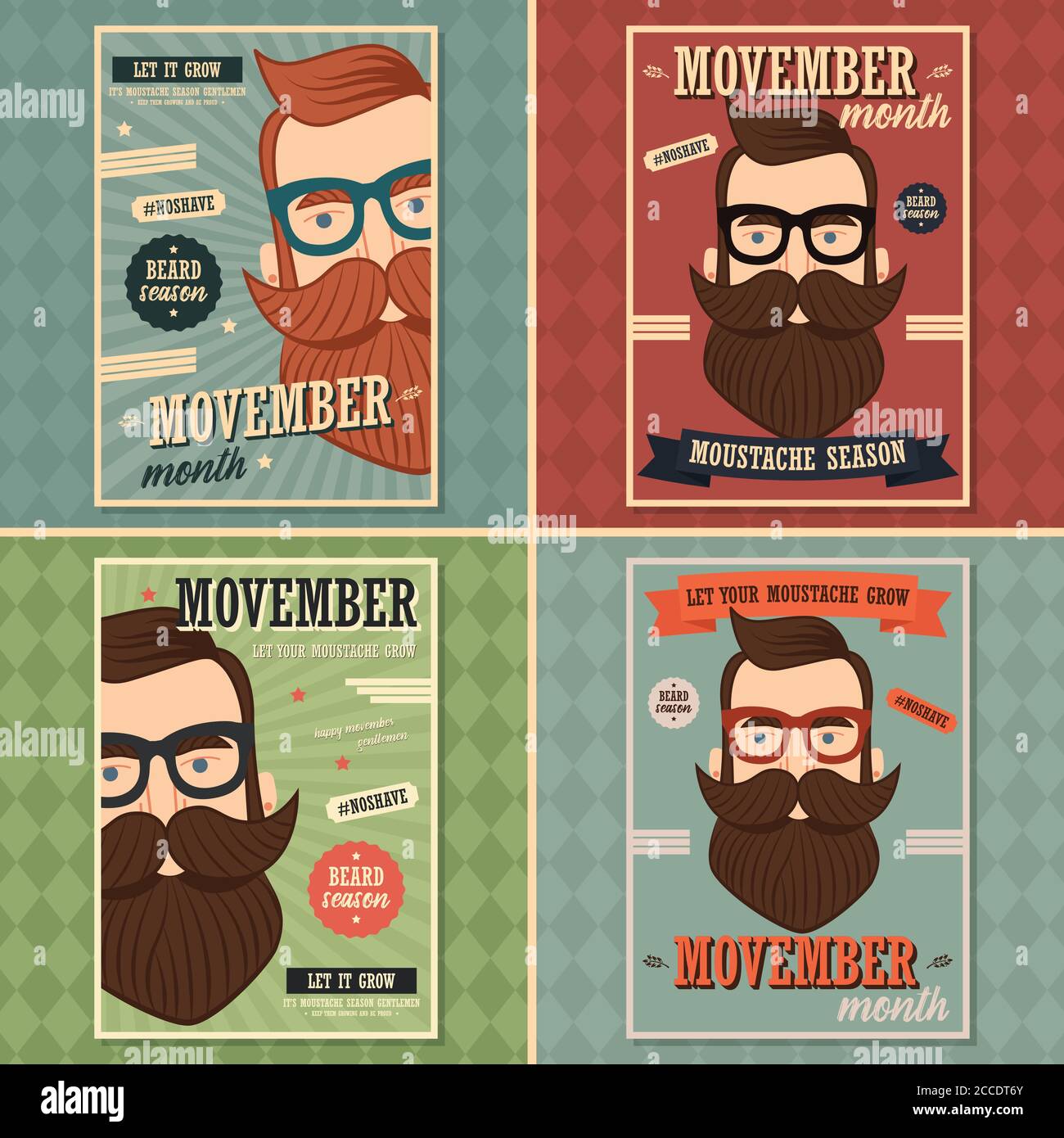 Movember poster design, prostate cancer awareness, hipster man with ...