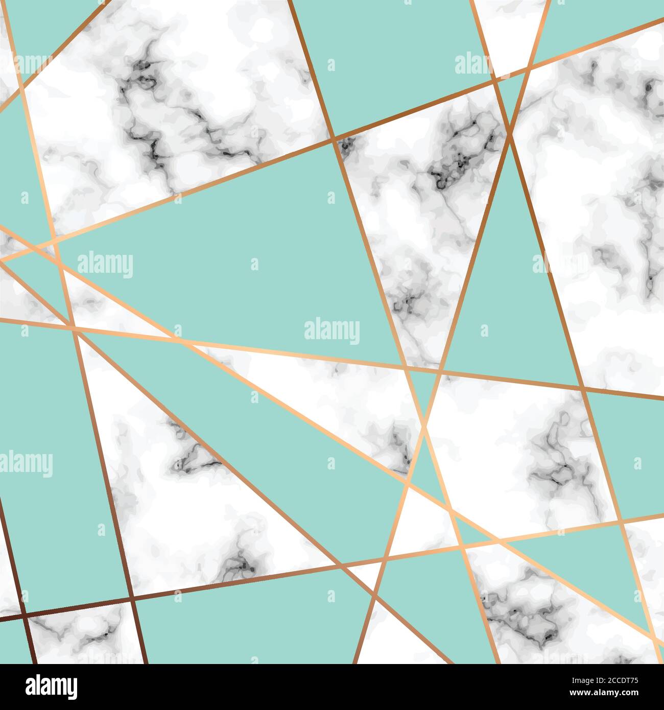 Vector marble texture design with golden geometric lines, black and white marbling surface ...