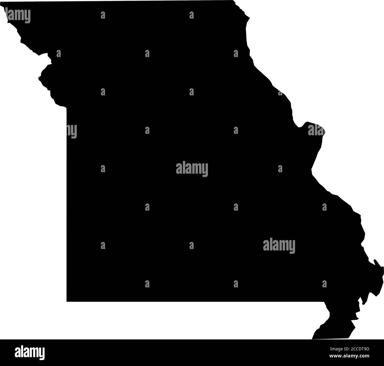 Missouri, state of USA - solid black silhouette map of country area ...