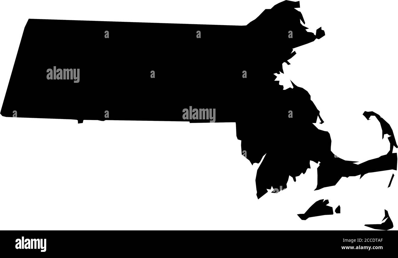 Massachusetts, state of USA - solid black silhouette map of country ...