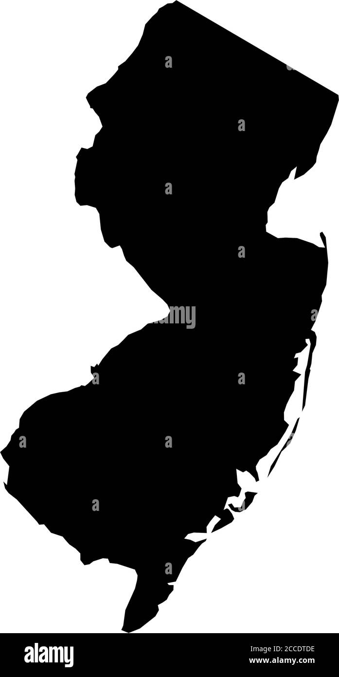 New Jersey, state of USA - solid black silhouette map of country area ...