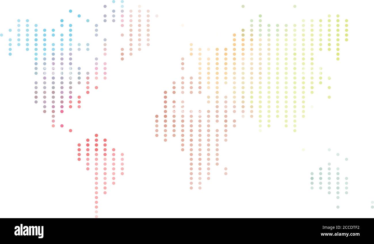 Dotted map of World. Colorful halftone design. Simple flat vector ...