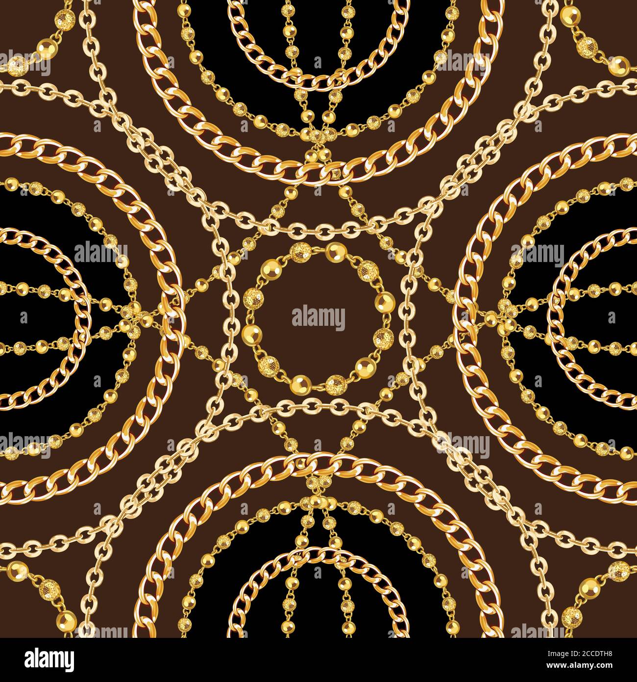 Luxury Fashional Pattern with Golden Chains on Dark Brown Background ...