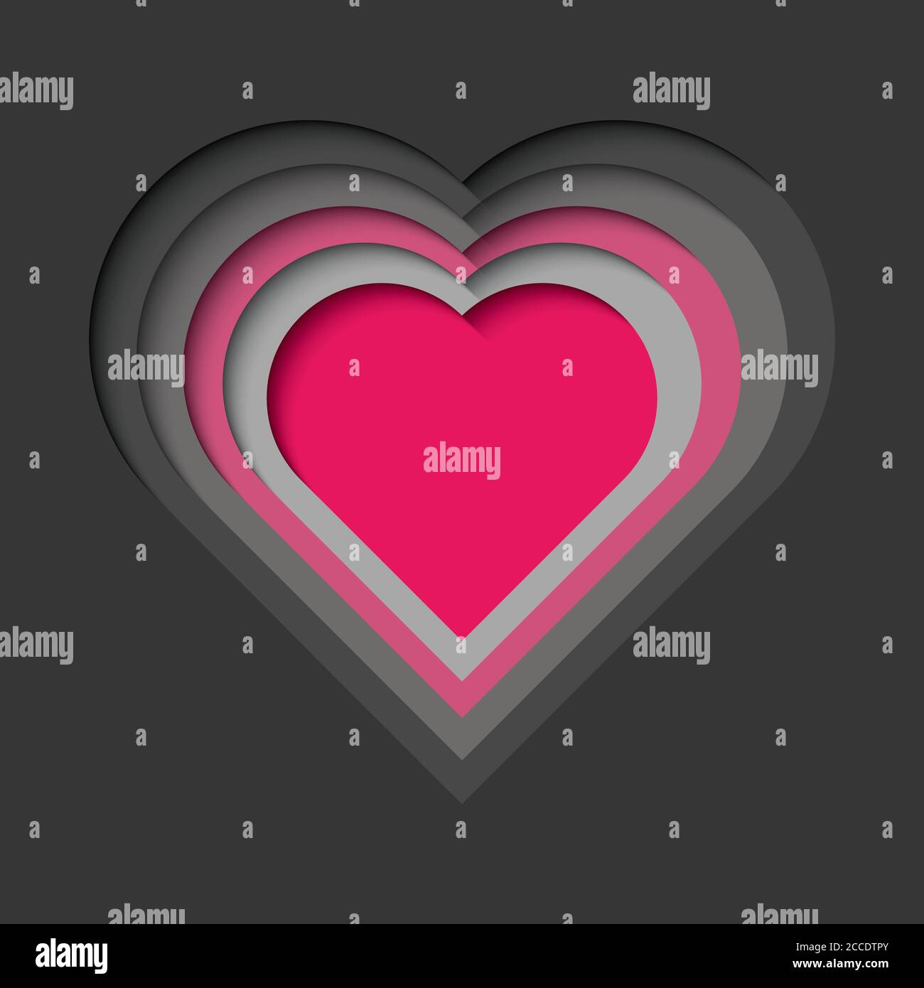 Paper cut out background with 3d effect, heart shape in vibrant colors ...