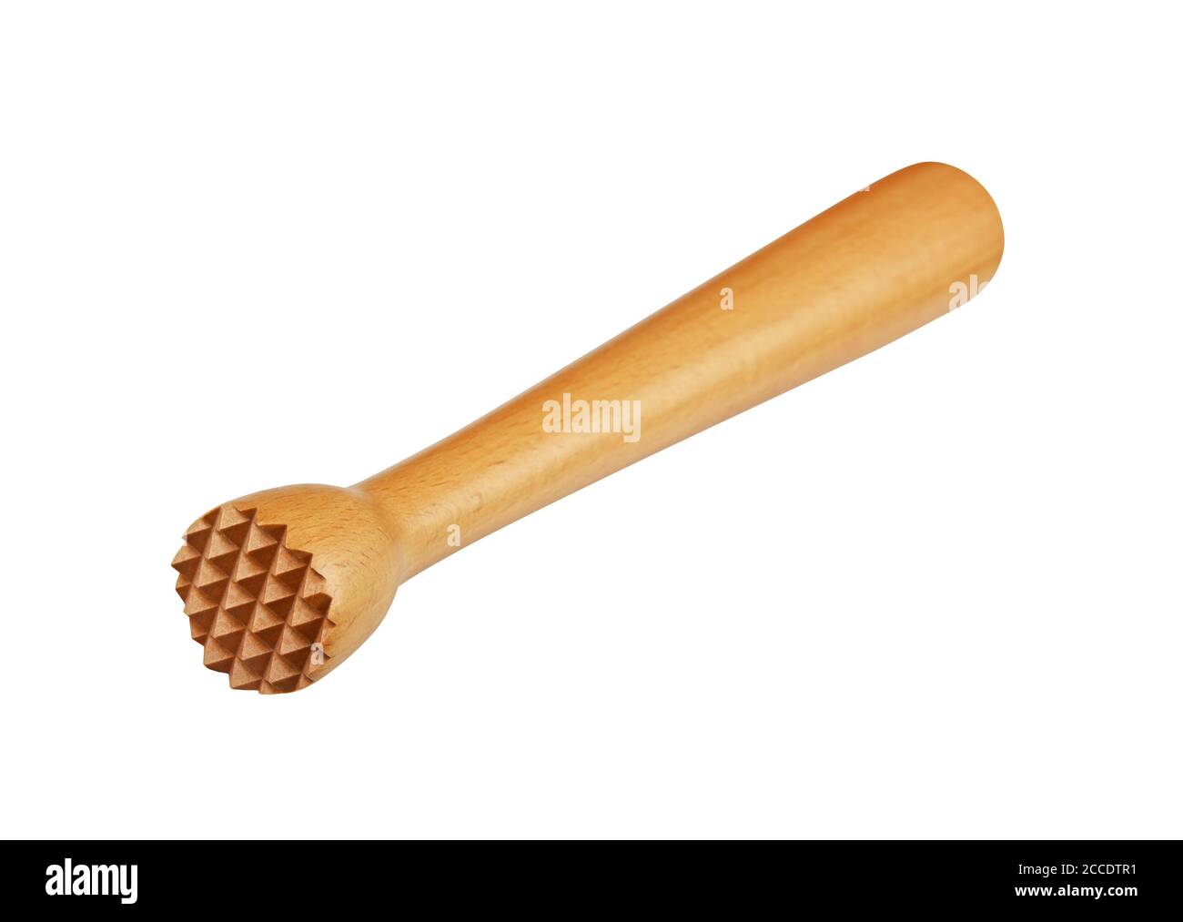 Close up traditional brown wooden muddler to mash fruits for mojito ...