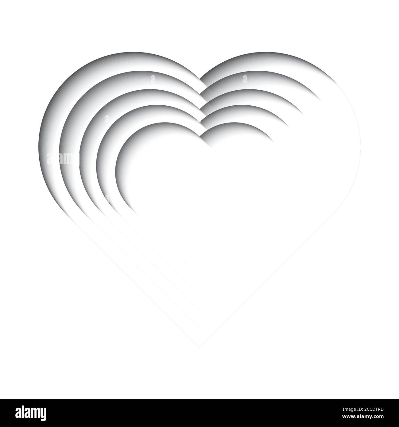 Paper cut out background with 3d effect, heart shape in black and white ...