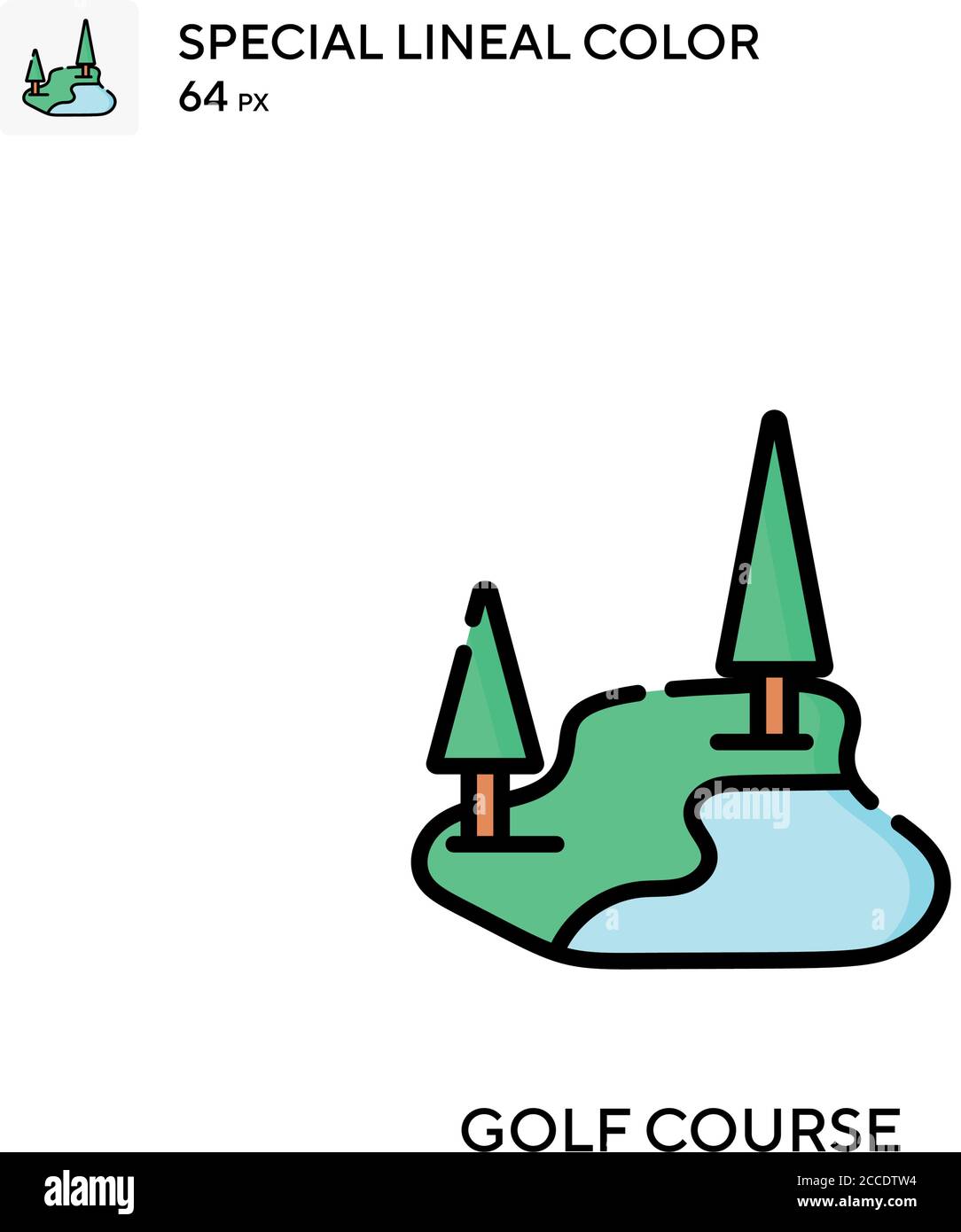 Golf course Special lineal color icon. Illustration symbol design ...