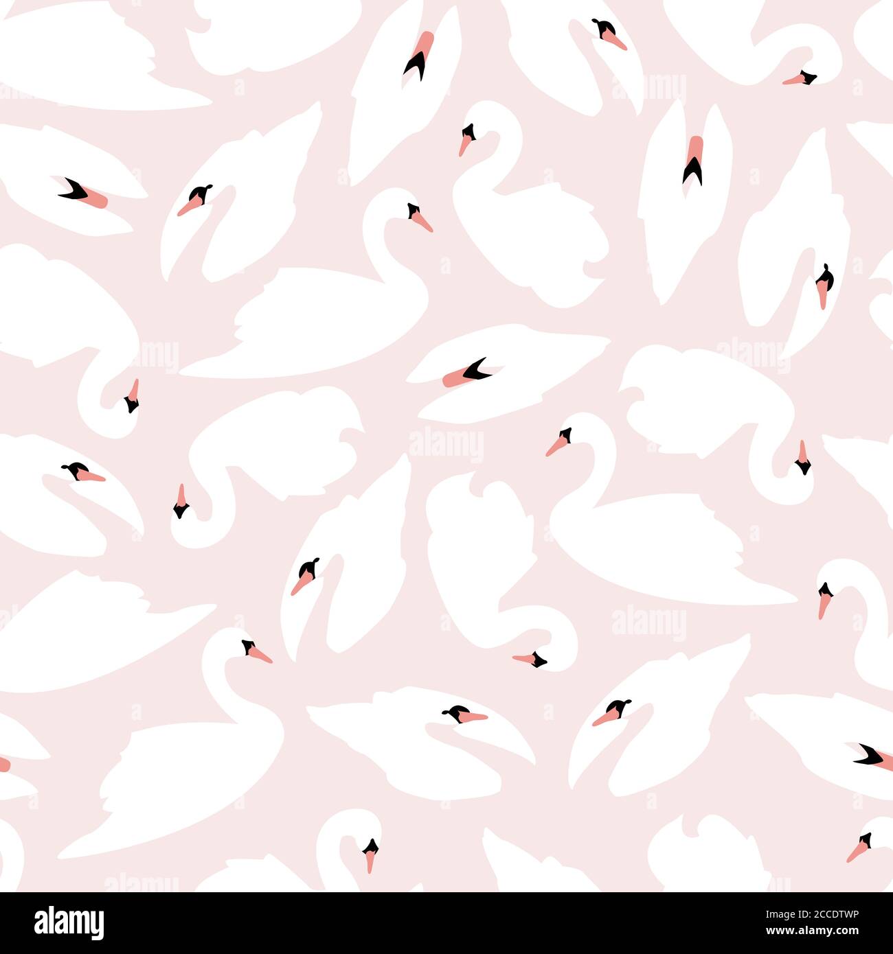 Swan seamless pattern on pink background, vector illustration Stock ...