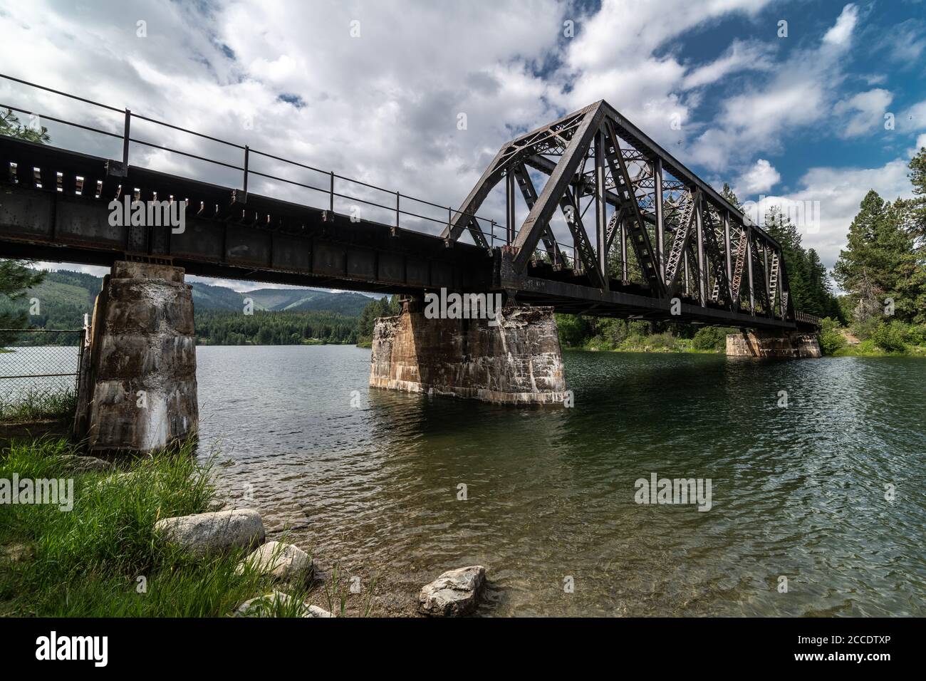 Railroad bridge at Priest River Recreation Area, Idaho Stock Photo - Alamy
