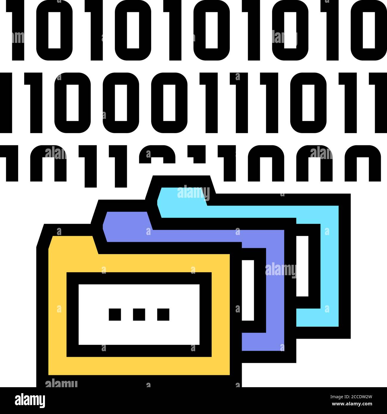 Binary code folders line icon hi-res stock photography and images - Alamy