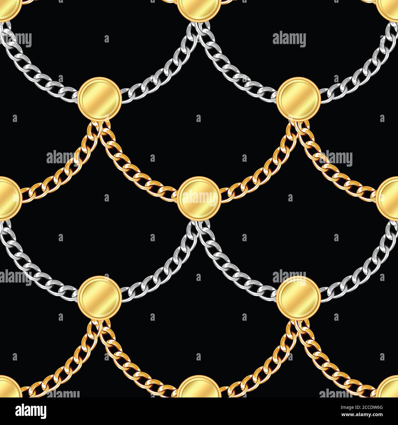 Seamless Luxury Golden and Silver Chains with Buttons on Black ...