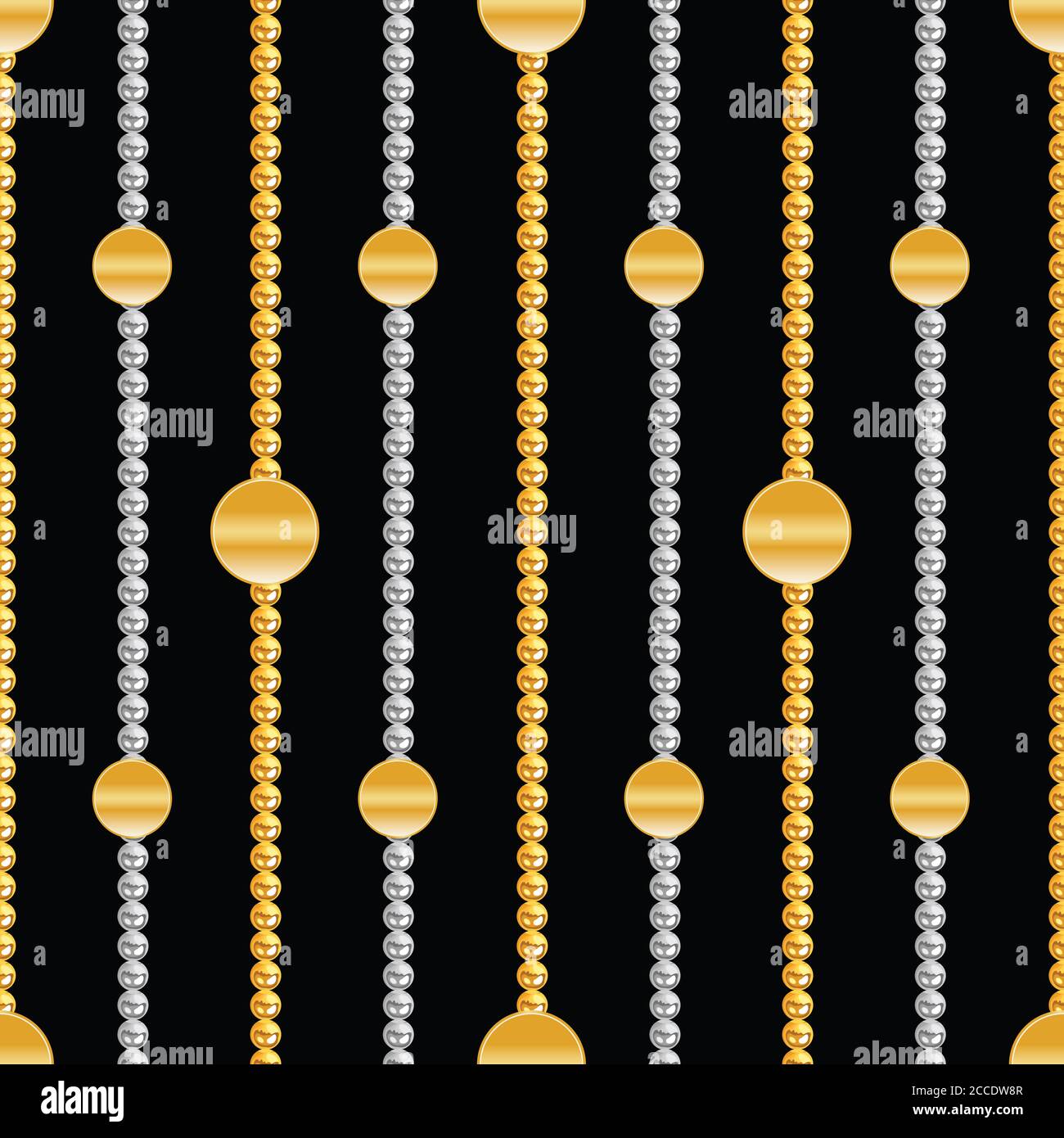 Seamless pattern of small golden and silver chains on black background ...