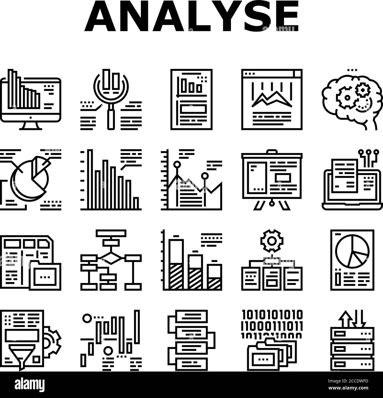 Analyze Infographic Collection Icons Set Vector Stock Vector Image And Art Alamy