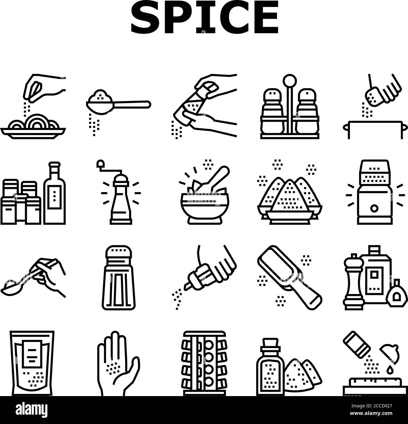 Spice Condiment Herb Collection Icons Set Vector Stock Vector Image ...