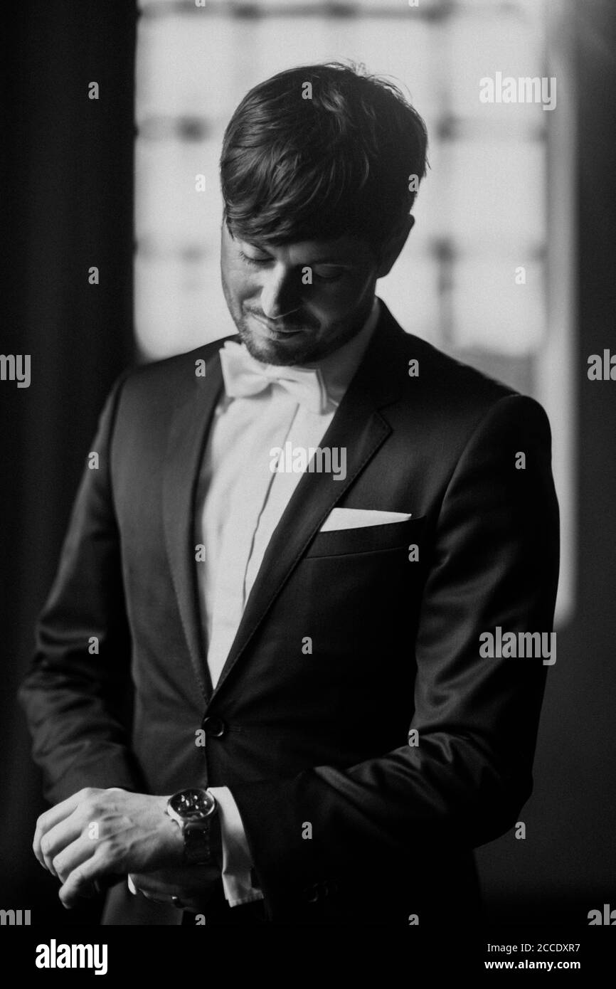 Smart suit shirt and tie Black and White Stock Photos & Images - Alamy