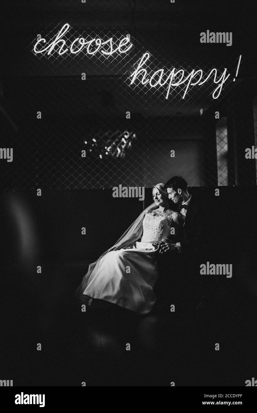 Photo two happy people Black and White Stock Photos & Images - Alamy