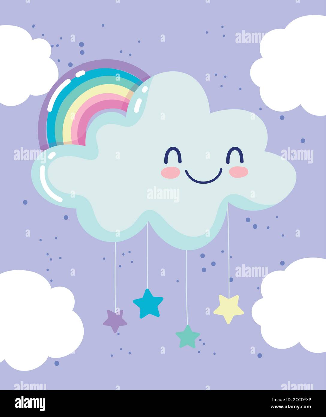rainbow cloud hanging stars night dream cartoon decoration vector ...