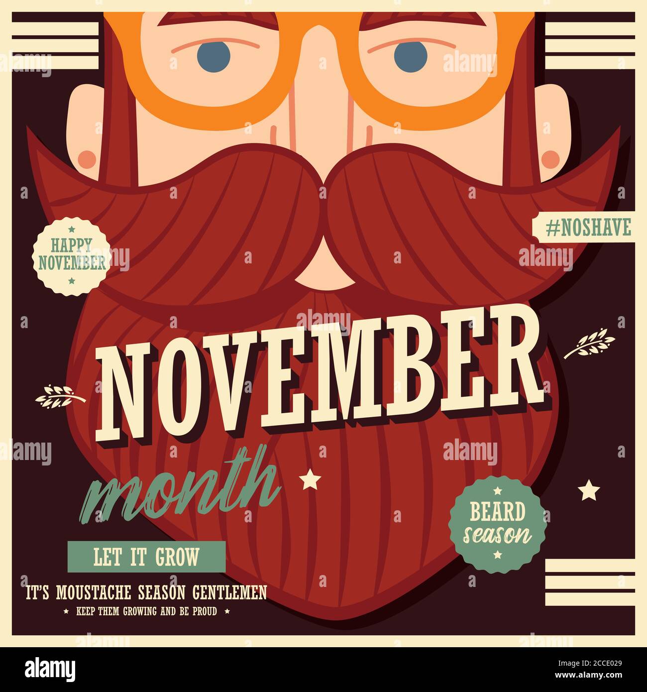 No shave November poster design, prostate cancer awareness, hipster man ...