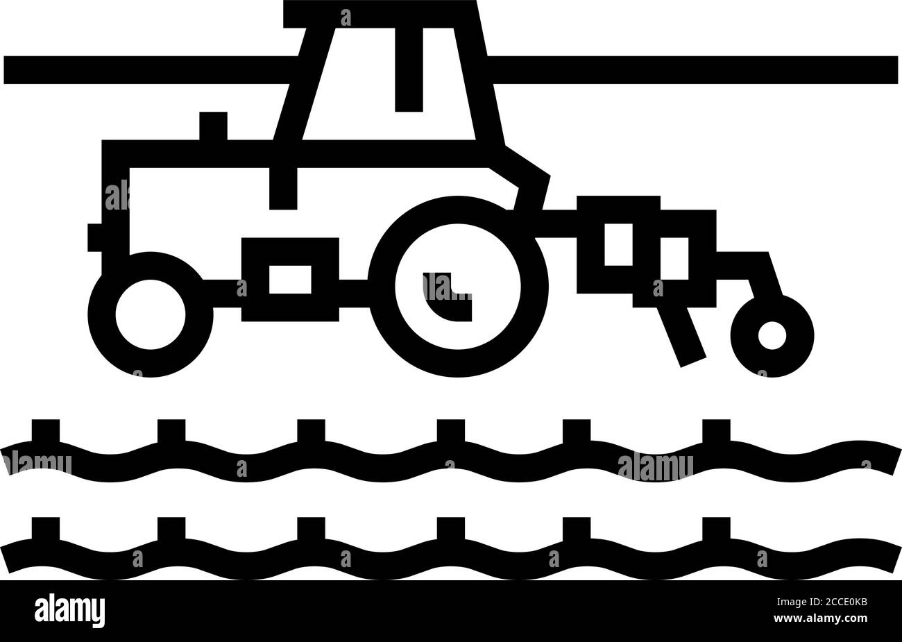 tractor working on field line icon vector illustration Stock Vector ...