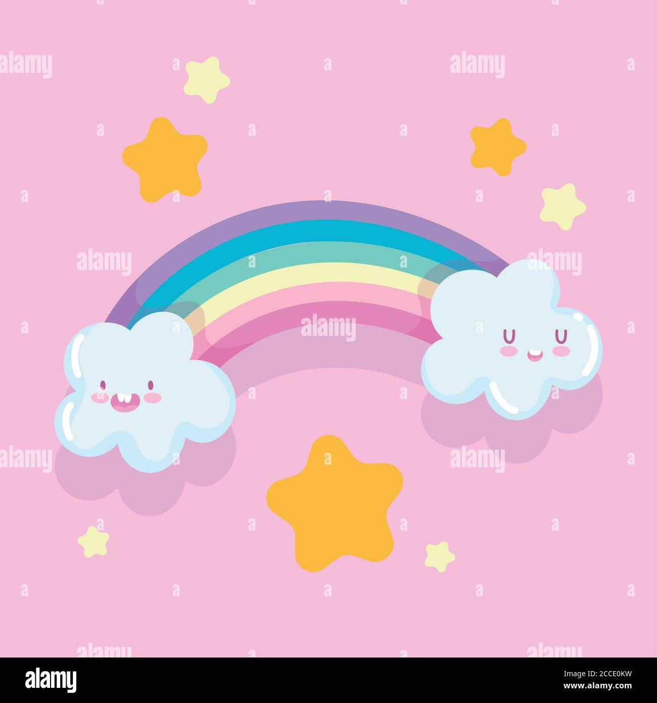 rainbow cartoon clouds gold star dream fantasy decoration vector ...